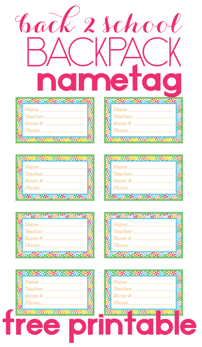 Printable Backpack Tags Printable Word Searches