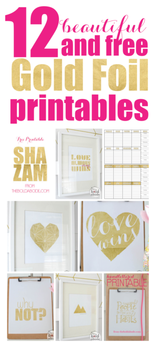 12 Beautiful (and FREE) Gold Foil Printables